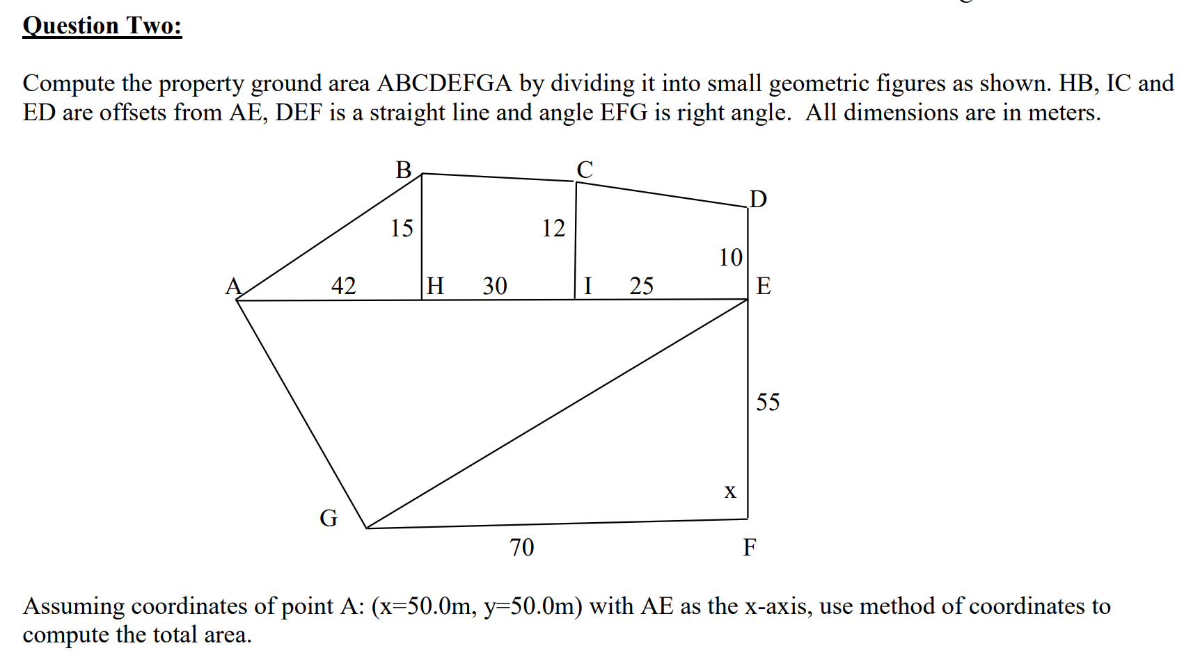 Solved Compute the property ground area ABCDEFGA by dividing | Chegg.com