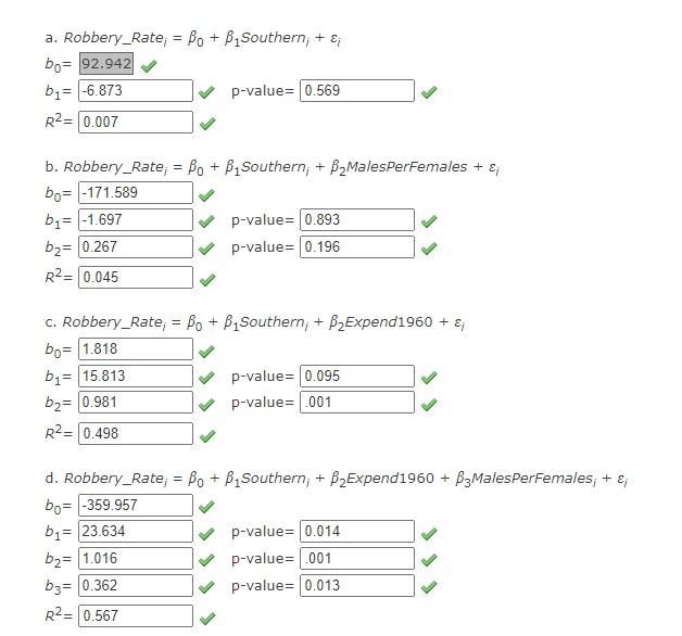 p-value = b0=1 p-value = p-value = c. Robbery_Rate Ro | Chegg.com