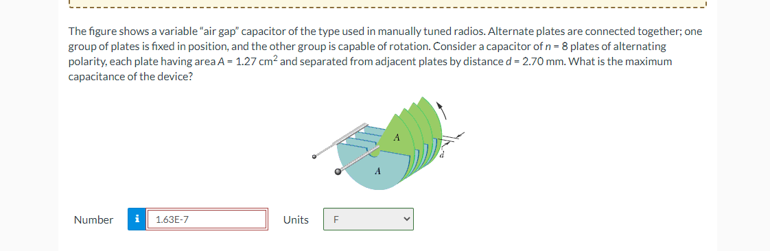 Solved The figure shows a variable "air gap" capacitor of | Chegg.com