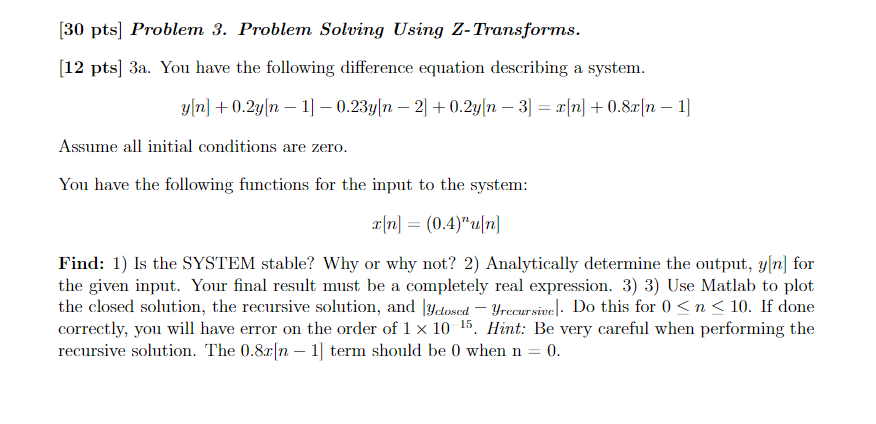 Solved [30 pts) Problem 3. Problem Solving Using | Chegg.com