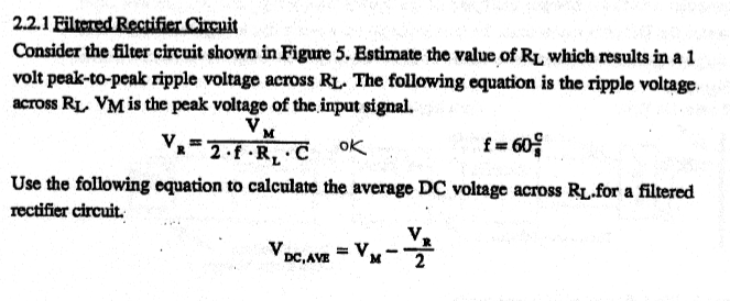 Solved 2.2.1 Filtered Rectifier Circuit Consider the filter | Chegg.com