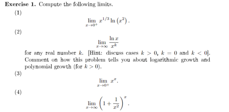 Solved Exercise 1. ﻿Compute the following | Chegg.com