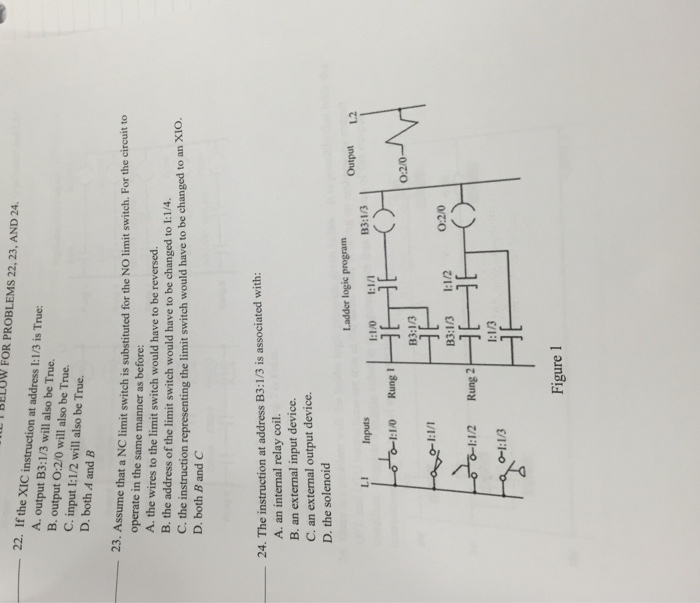 If the XIC instruction at address 1:1/3 is true: | Chegg.com