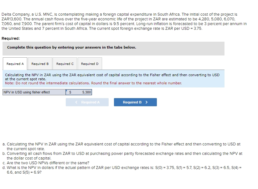 Solved Delta Company, a U.S. ﻿MNC, ﻿Is contemplating making | Chegg.com
