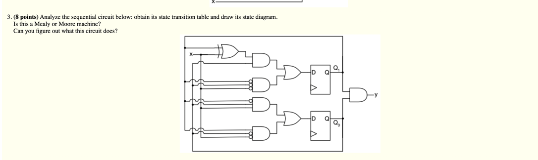 Solved 3. (8 points) Analyze the sequential circuit below: | Chegg.com