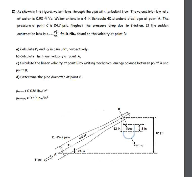 Solved 2) As shown in the figure, water flows through the | Chegg.com