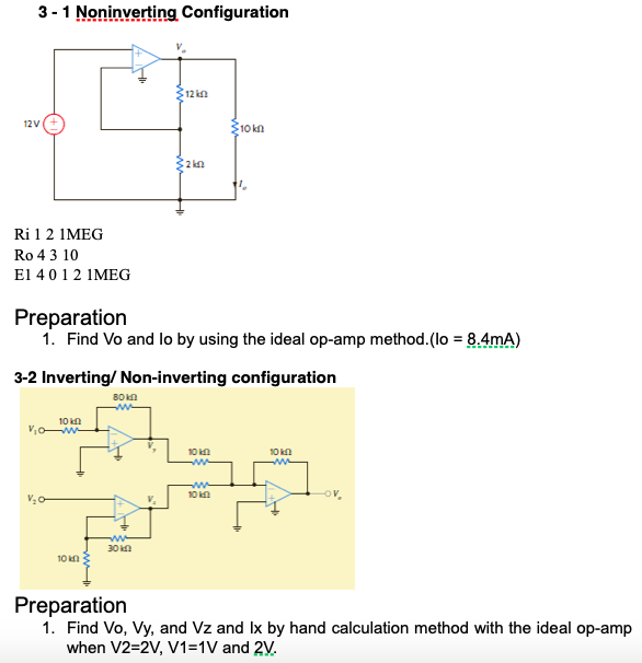 Solved 3 - 1 Noninverting Configuration 120 12V + 10kn 22 Ri | Chegg.com