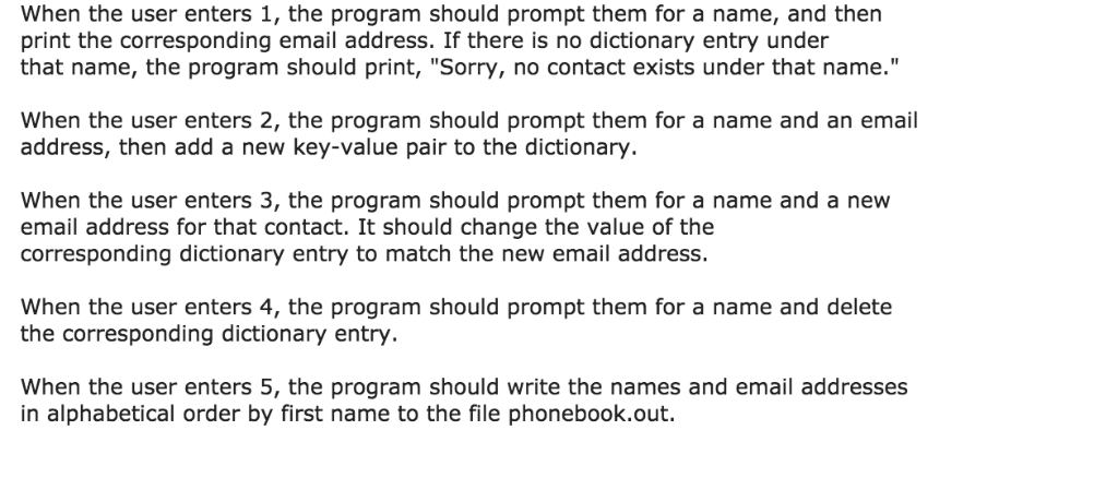 Solved Write an address book program that stores your | Chegg.com