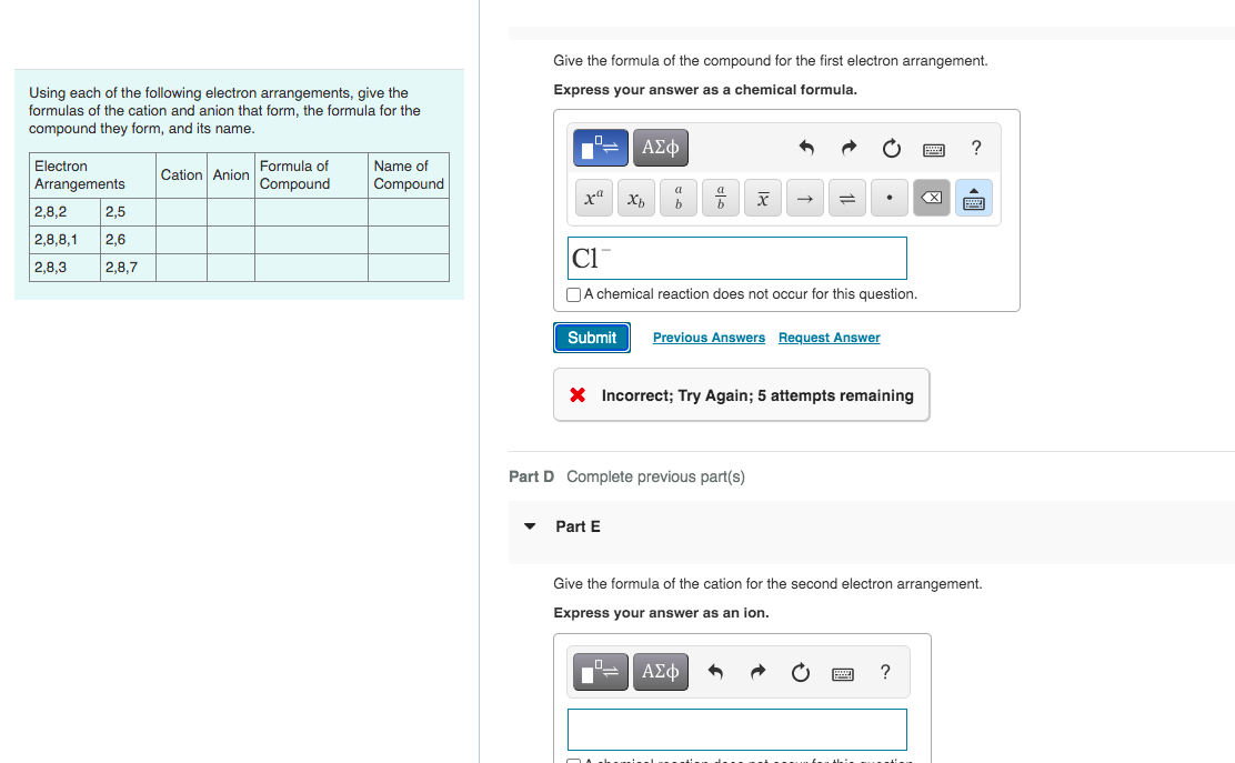 Solved Using each of the following electron arrangements, | Chegg.com