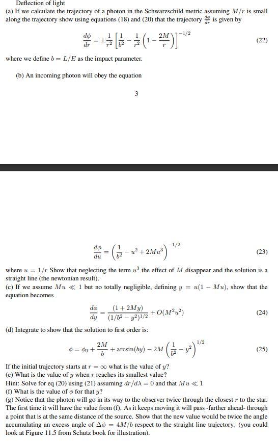 Deflection of light (a) If we calculate the | Chegg.com