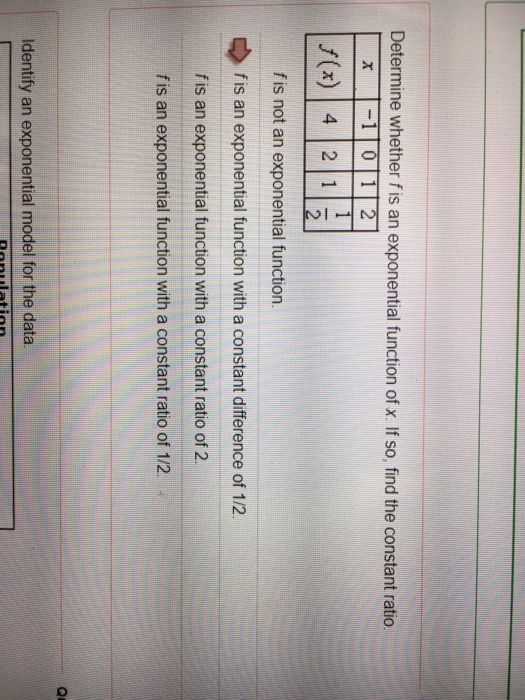 Solved Determine whether fis an exponential function of x. | Chegg.com