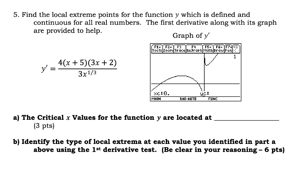 Solved 5. Find the local extreme points for the function y | Chegg.com