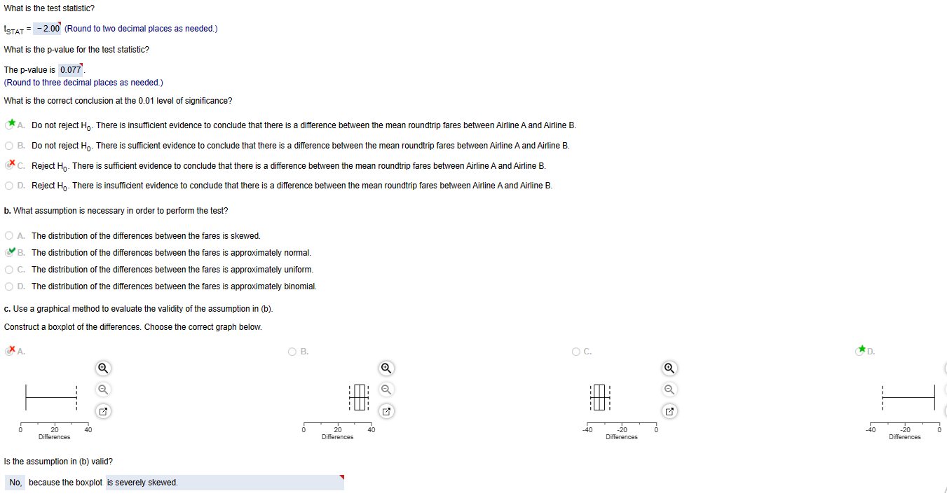 Solved Click the icon to view the data on roundtrip airline | Chegg.com