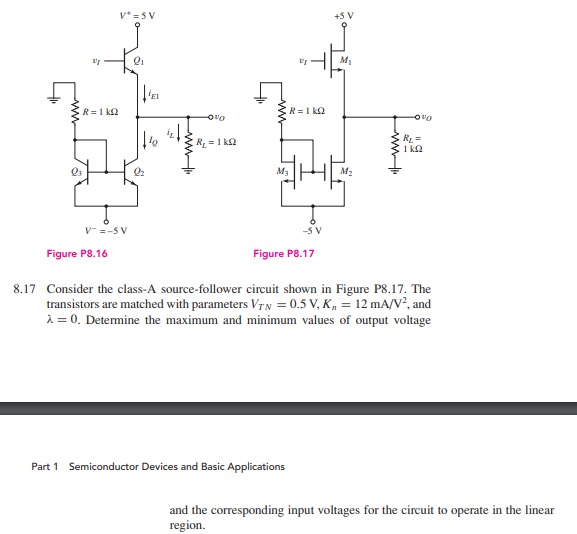 8.17 ﻿Consider the class-A source-follower circuit | Chegg.com