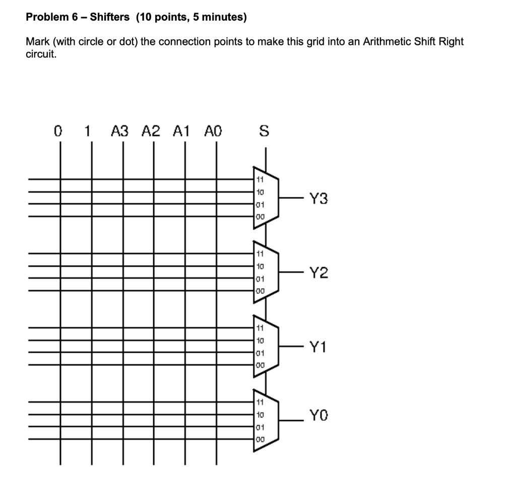 Solved Problem 6 - Shifters (10 points, 5 minutes) Mark | Chegg.com Solved Problem 6 - Shifters (10 points, 5 minutes) Mark | Chegg.com