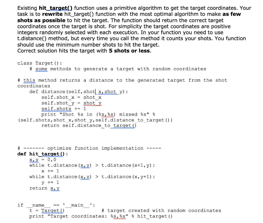 Solved Existing hit_target() function uses a primitive | Chegg.com