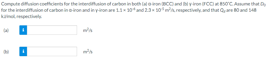 Solved Compute diffusion coefficients for the interdiffusion | Chegg.com