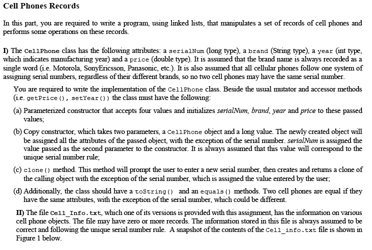 Solved Cell Phones Records In this part, you are required to | Chegg.com