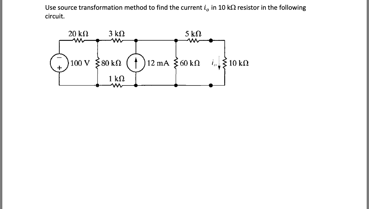 Solved Use source transformation method to find the current | Chegg.com