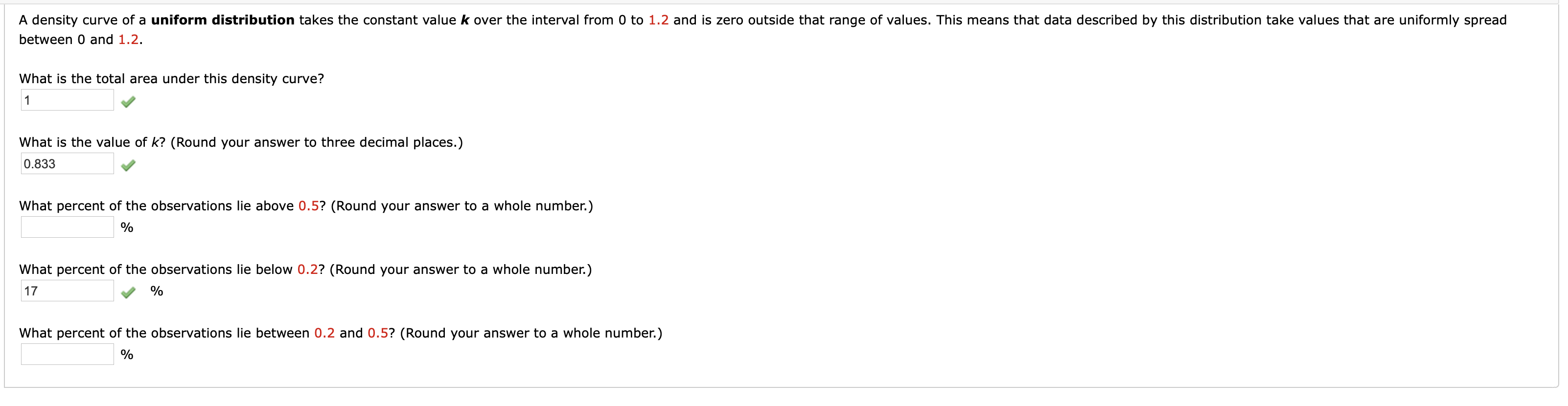 Solved A density curve of a uniform distribution takes the | Chegg.com