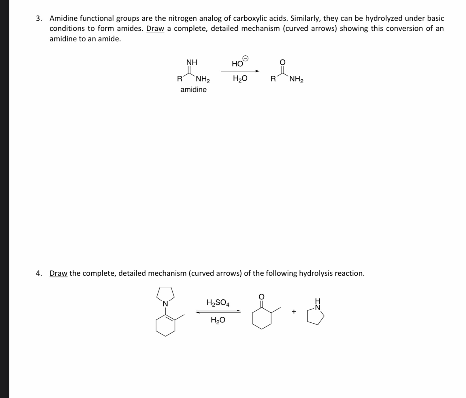Solved 3. Amidine functional groups are the nitrogen analog | Chegg.com