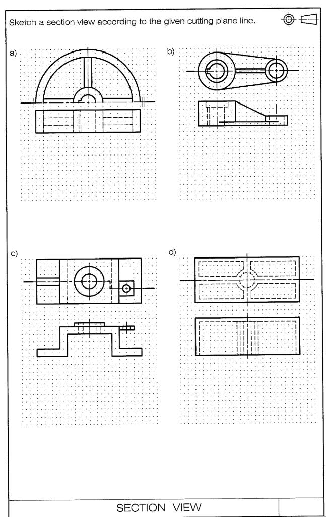Solved Sketch a section view according to the given cutting | Chegg.com