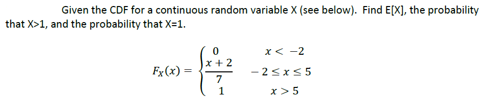 Solved Given the CDF for a continuous random variable X (see | Chegg.com