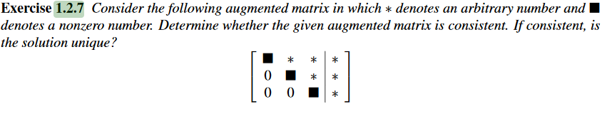 Solved Exercise 1.2.7 Consider the following augmented | Chegg.com