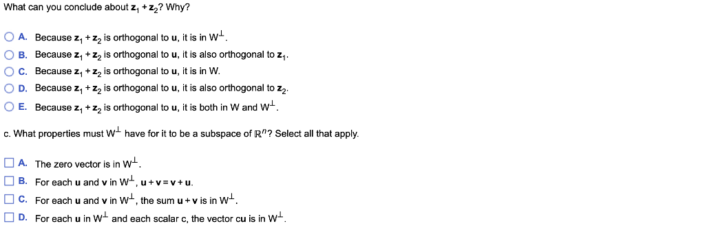 Solved Let W be a subspace of R", and let W be the set of | Chegg.com