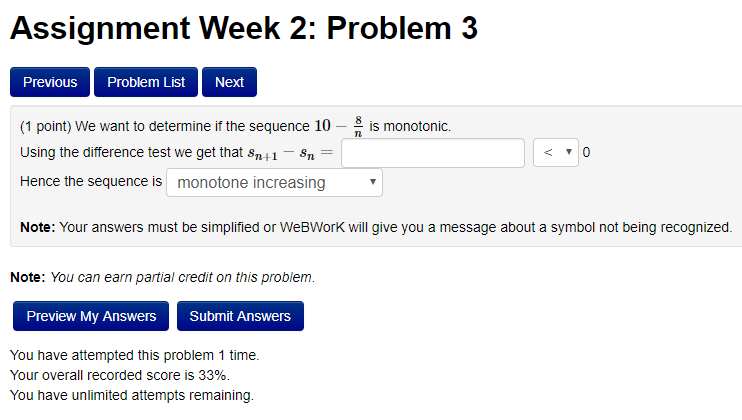Solved Assignment Week 2: Problem 3 Previous Problem List | Chegg.com