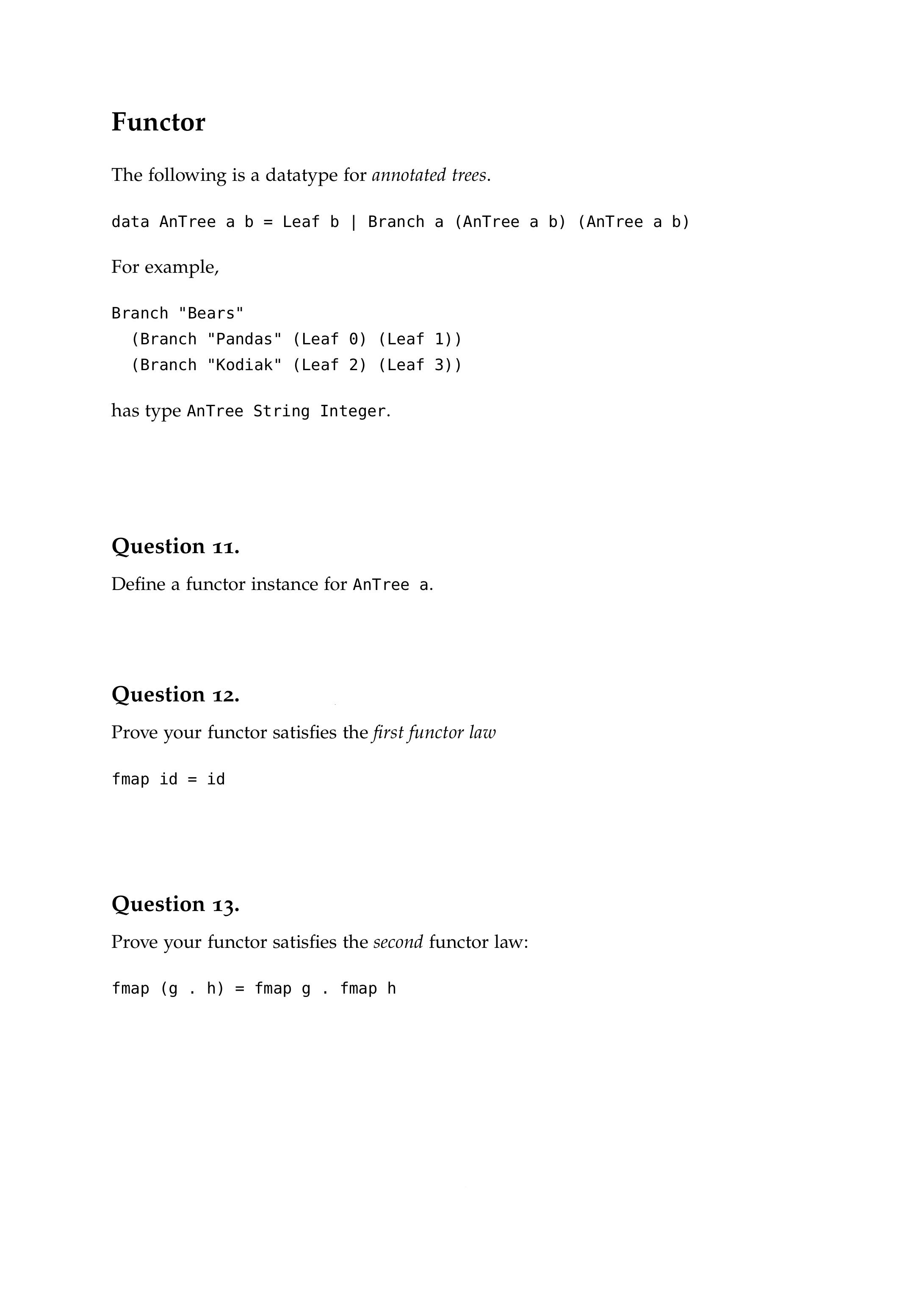 Solved Functor The following is a datatype for annotated | Chegg.com