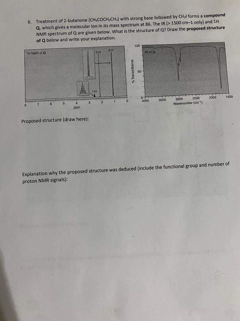 Solved 6. Treatment of 2-butanone (CH3COCH2CH3) with strong | Chegg.com