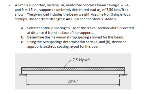 Solved A simply supported, rectangular, reinforced concrete | Chegg.com