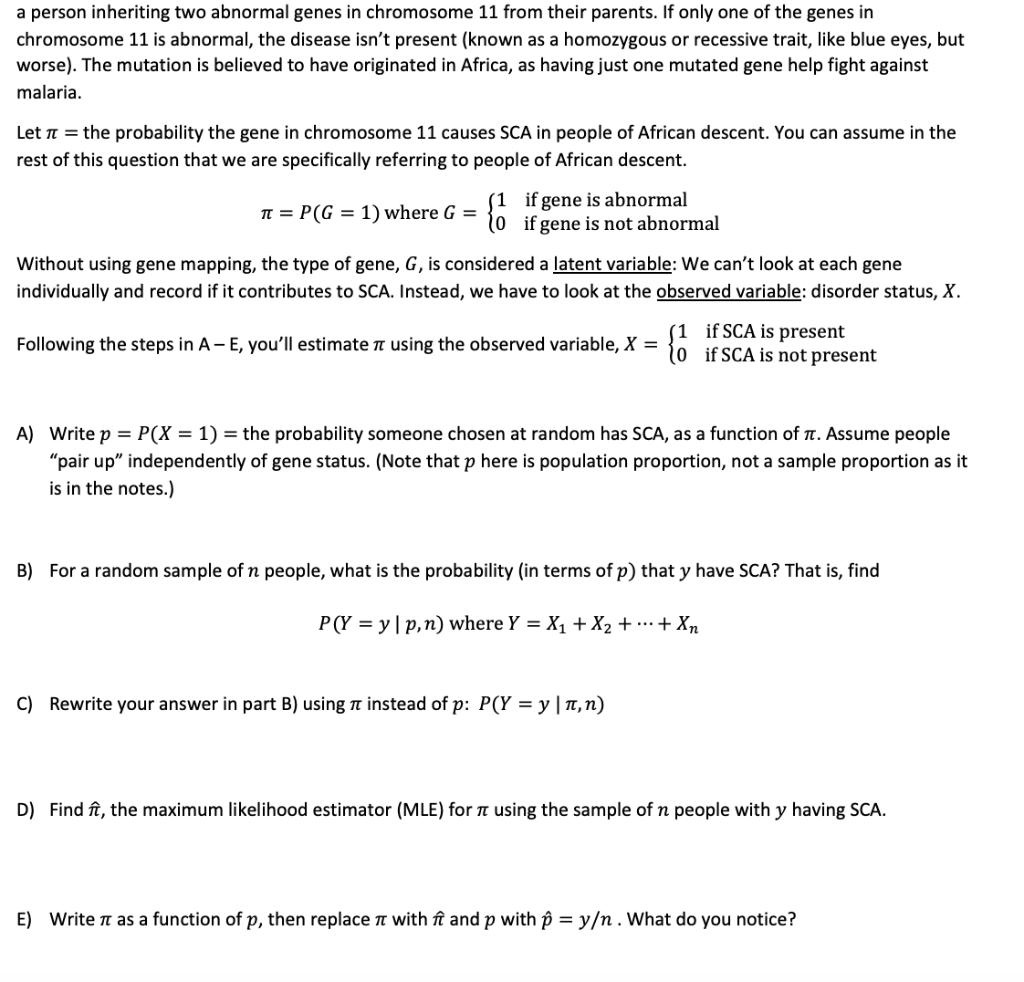 Solved a person inheriting two abnormal genes in chromosome | Chegg.com