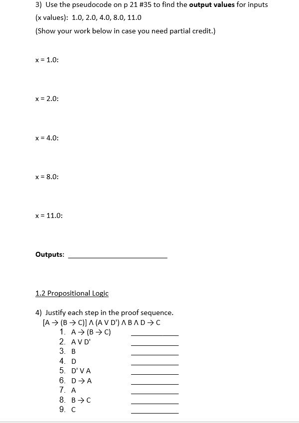Solved 3) Use the pseudocode on p 21 #35 to find the output | Chegg.com