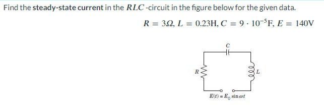 Solved Find the steady-state current in the RLC-circuit in | Chegg.com