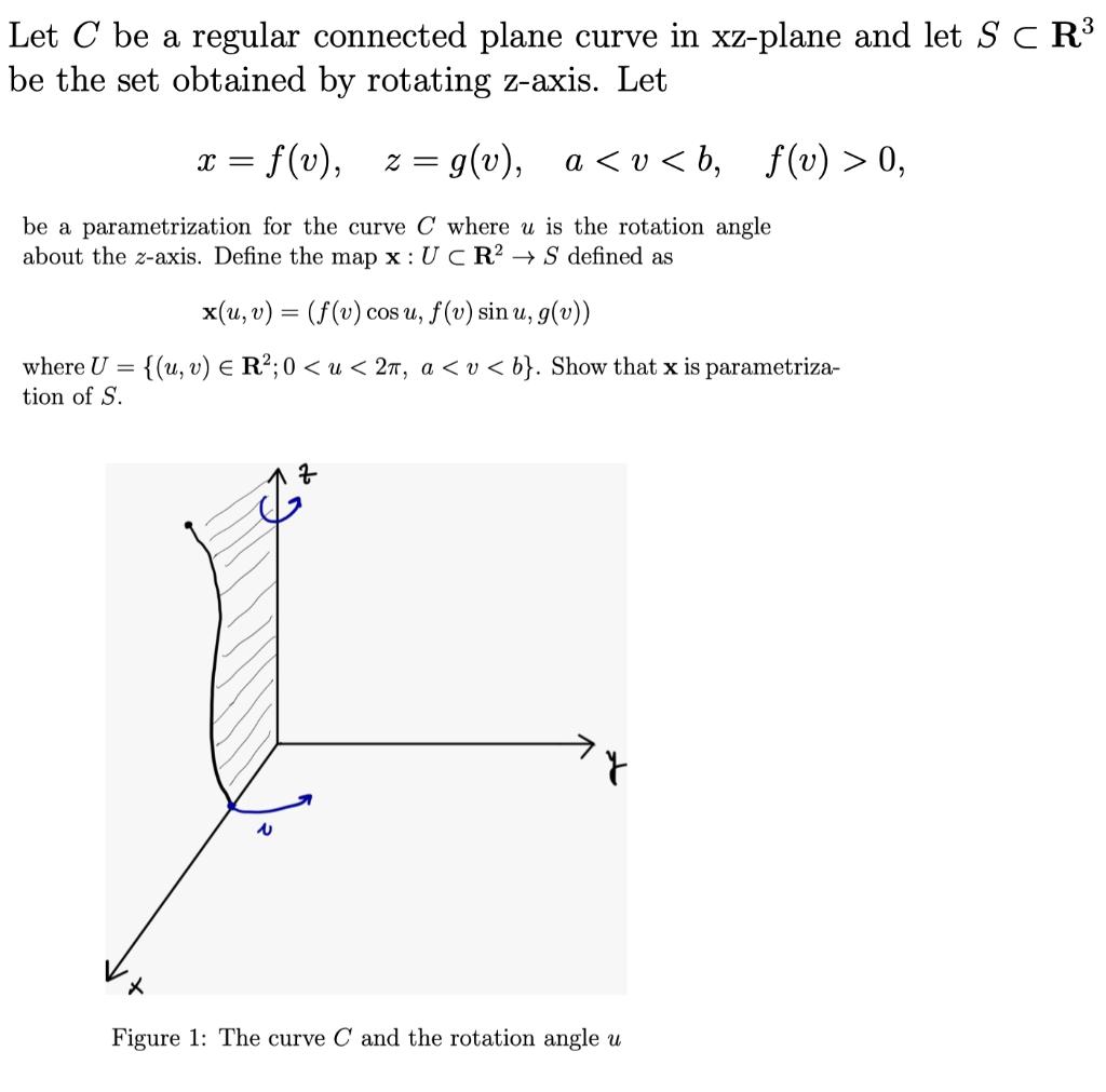 Solved Let C Be A Regular Connected Plane Curve In Xz Plane 