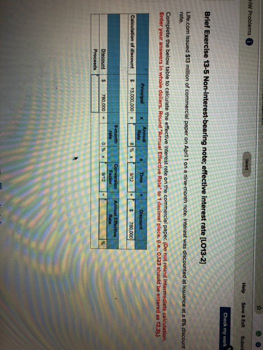 Solved HW Problems Help Save &Exit Submi Check my work Brief | Chegg.com