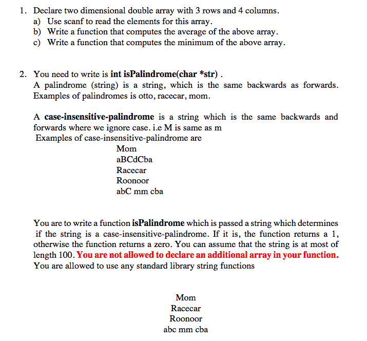 Solved 1. Declare two dimensional double array with 3 rows | Chegg.com Solved 1. Declare two dimensional double array with 3 rows | Chegg.com