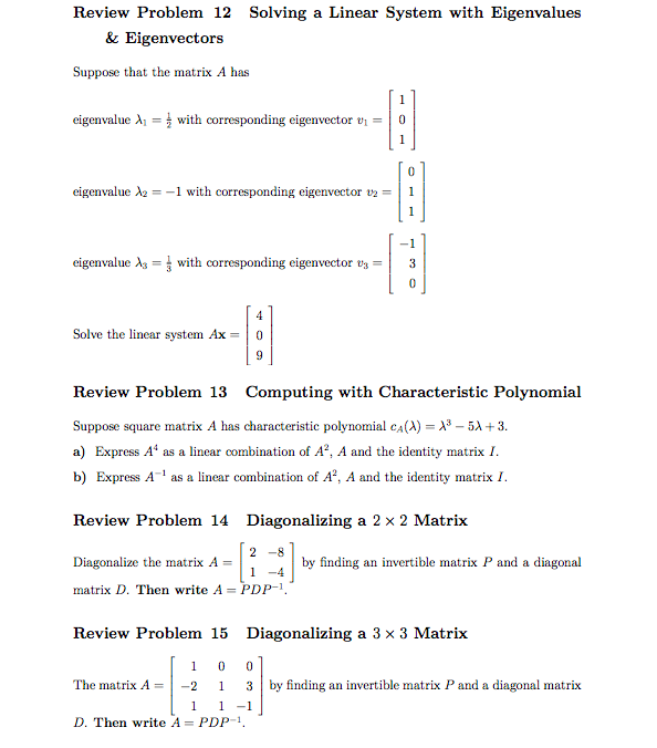 Solved Review Problem 12 Solving a Linear System with | Chegg.com