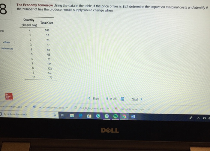 Solved The Economy Tomorrow Using the data in the table, if | Chegg.com