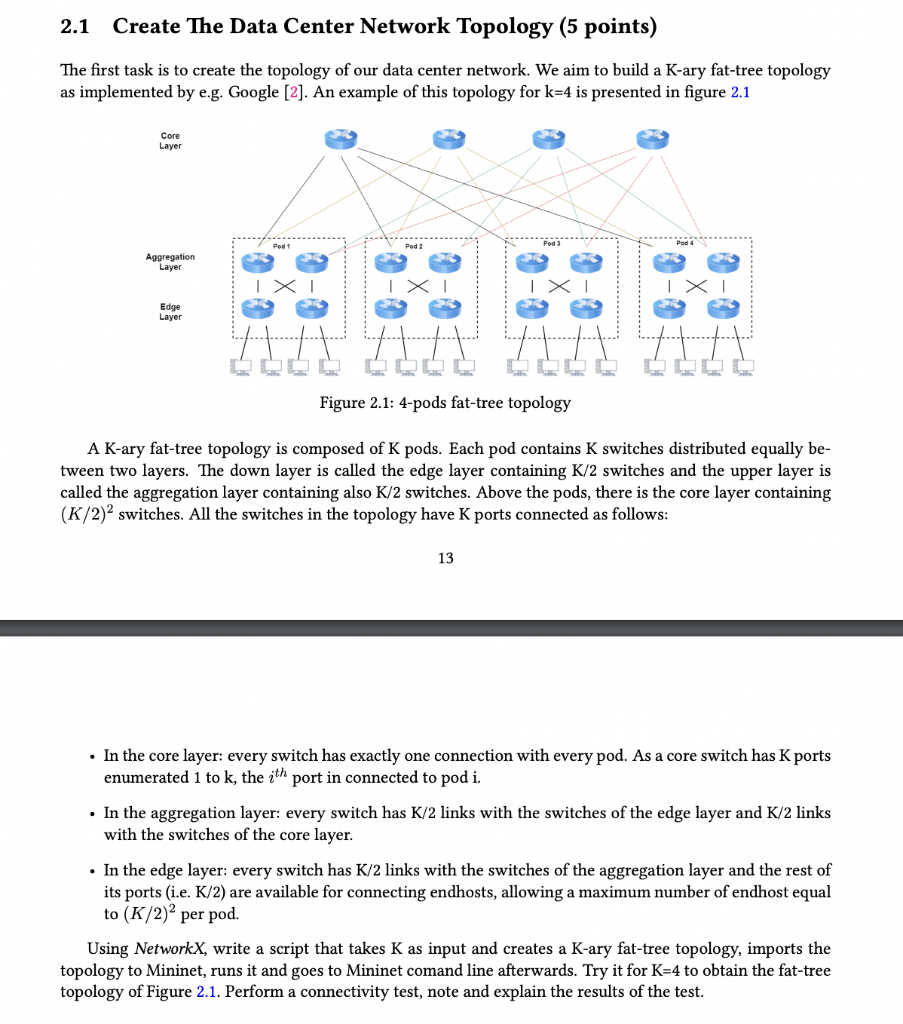 The previous design of the data center network from | Chegg.com