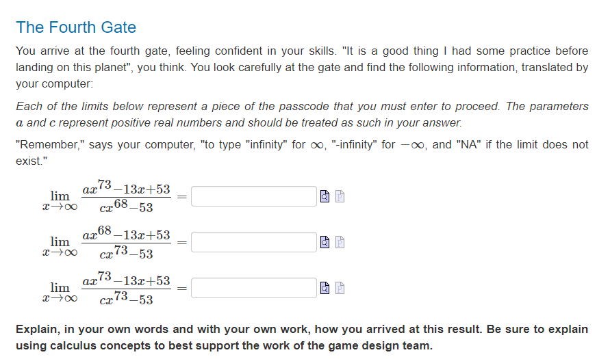 Solved You arrive at the fourth gate, feeling confident in | Chegg.com