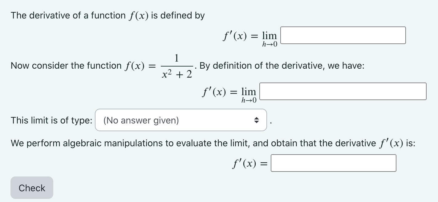 Solved The derivative of a function f(x) is defined by | Chegg.com