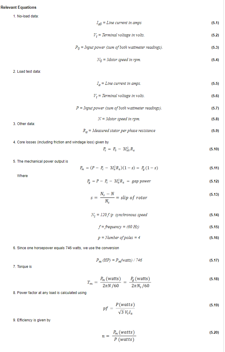 Prelab Induction motors are given NEMA codes that | Chegg.com