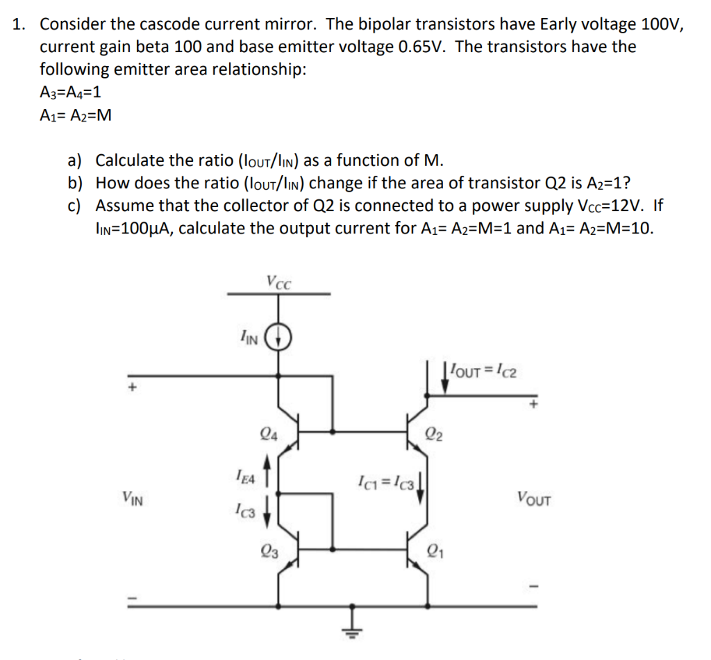Solved Q1 transistor = A1 area Q2 transistor = A2 area Q3 | Chegg.com