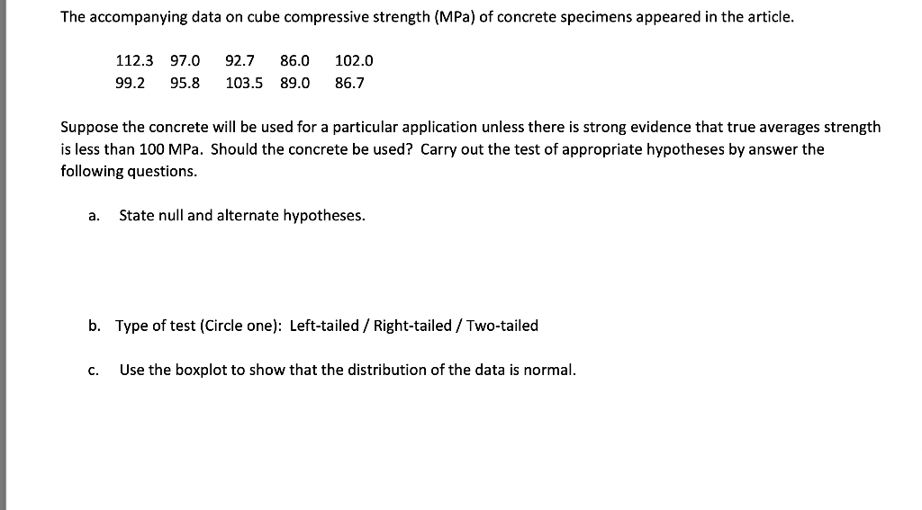 Solved The accompanying data on cube compressive strength | Chegg.com