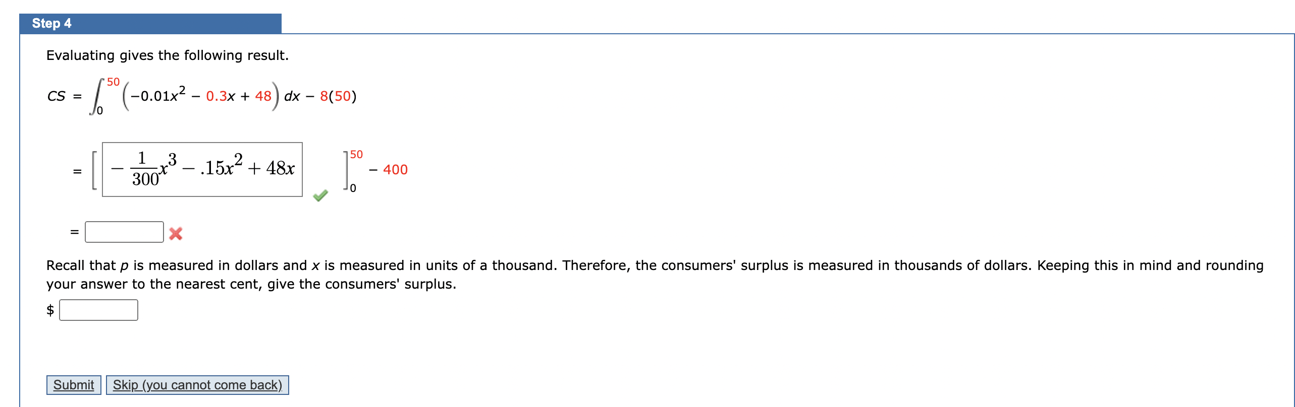 Solved Evaluating gives the following result. | Chegg.com