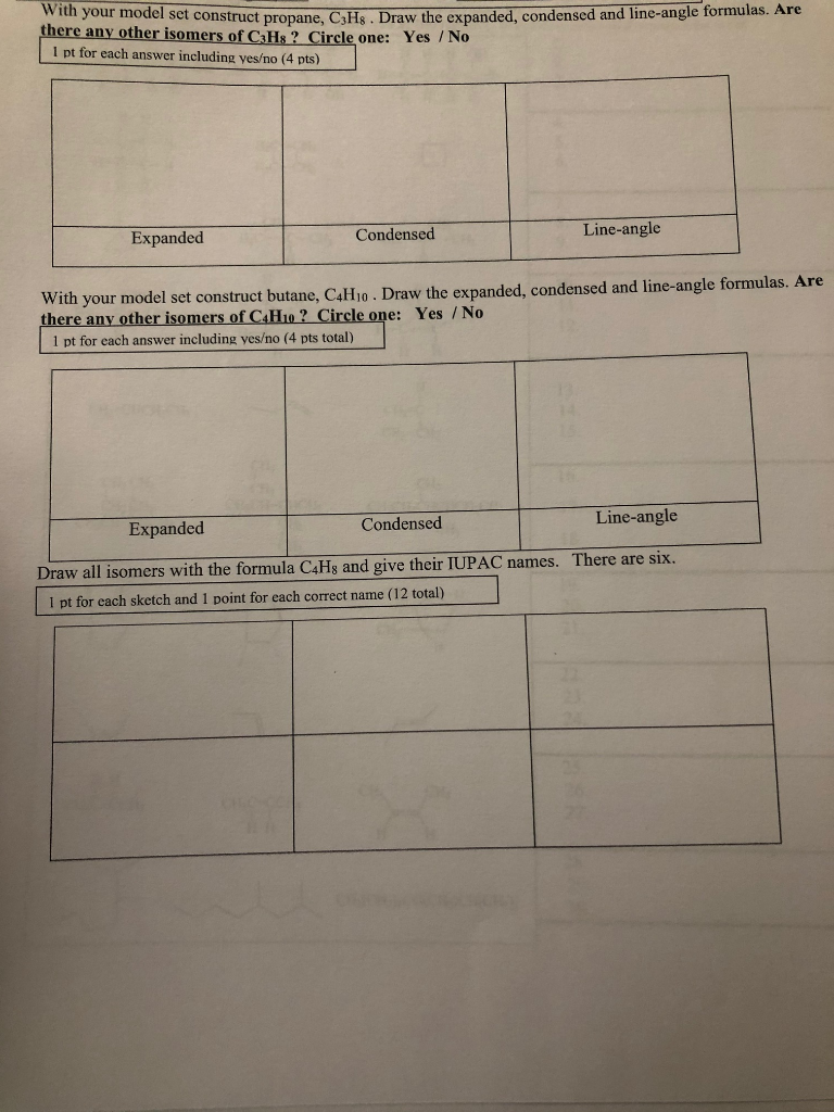 Solved With your model set construct propane, C3Hş . Draw | Chegg.com