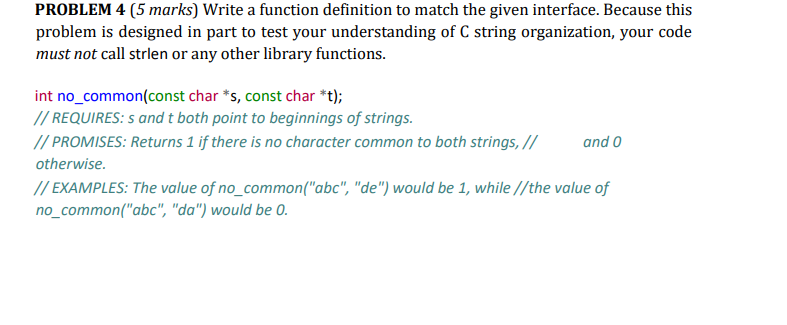Solved PROBLEM 4 (5 marks) Write a function definition to | Chegg.com